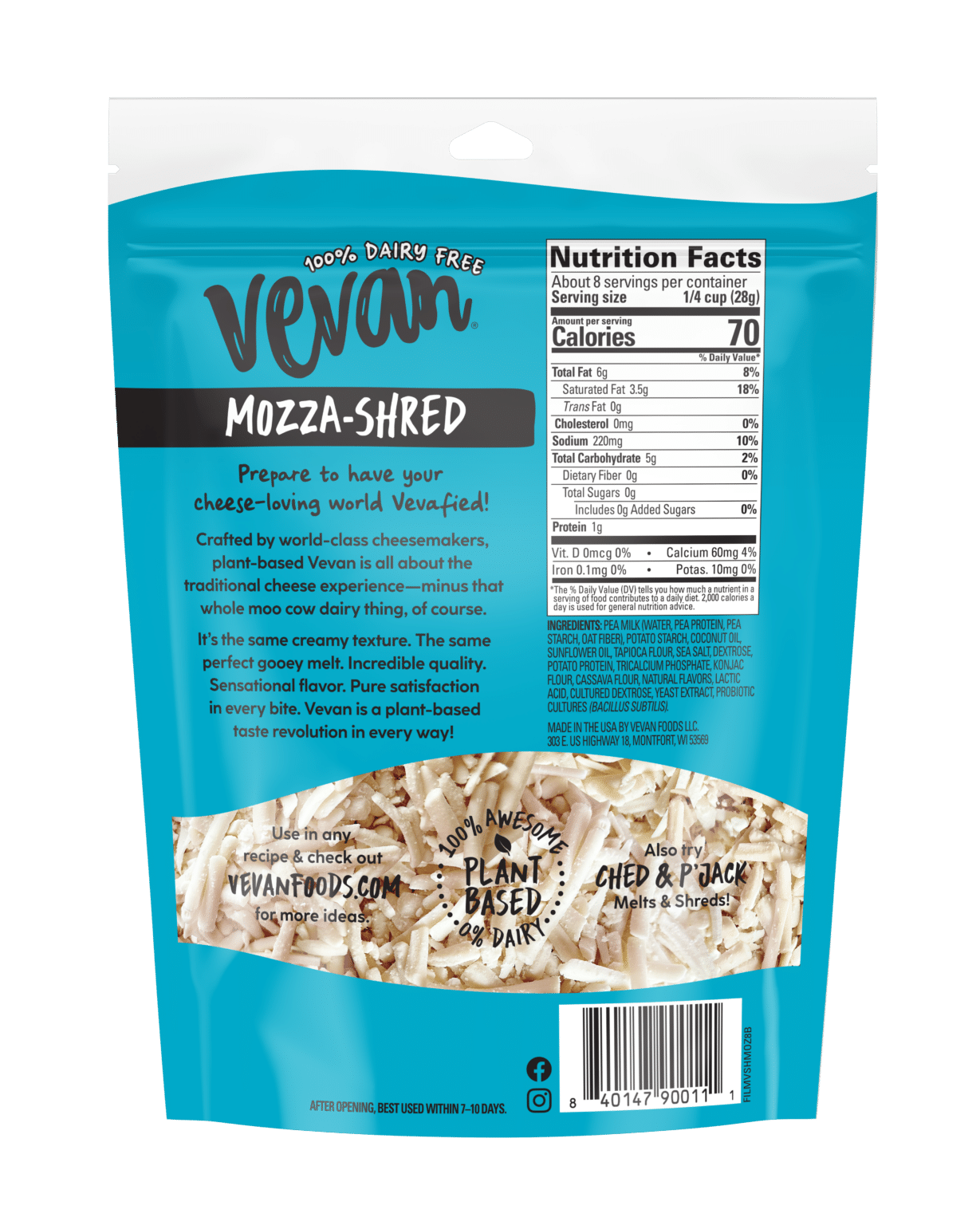 Try Our Fresh Vegan Shredded Mozzarella Cheese | Vevan