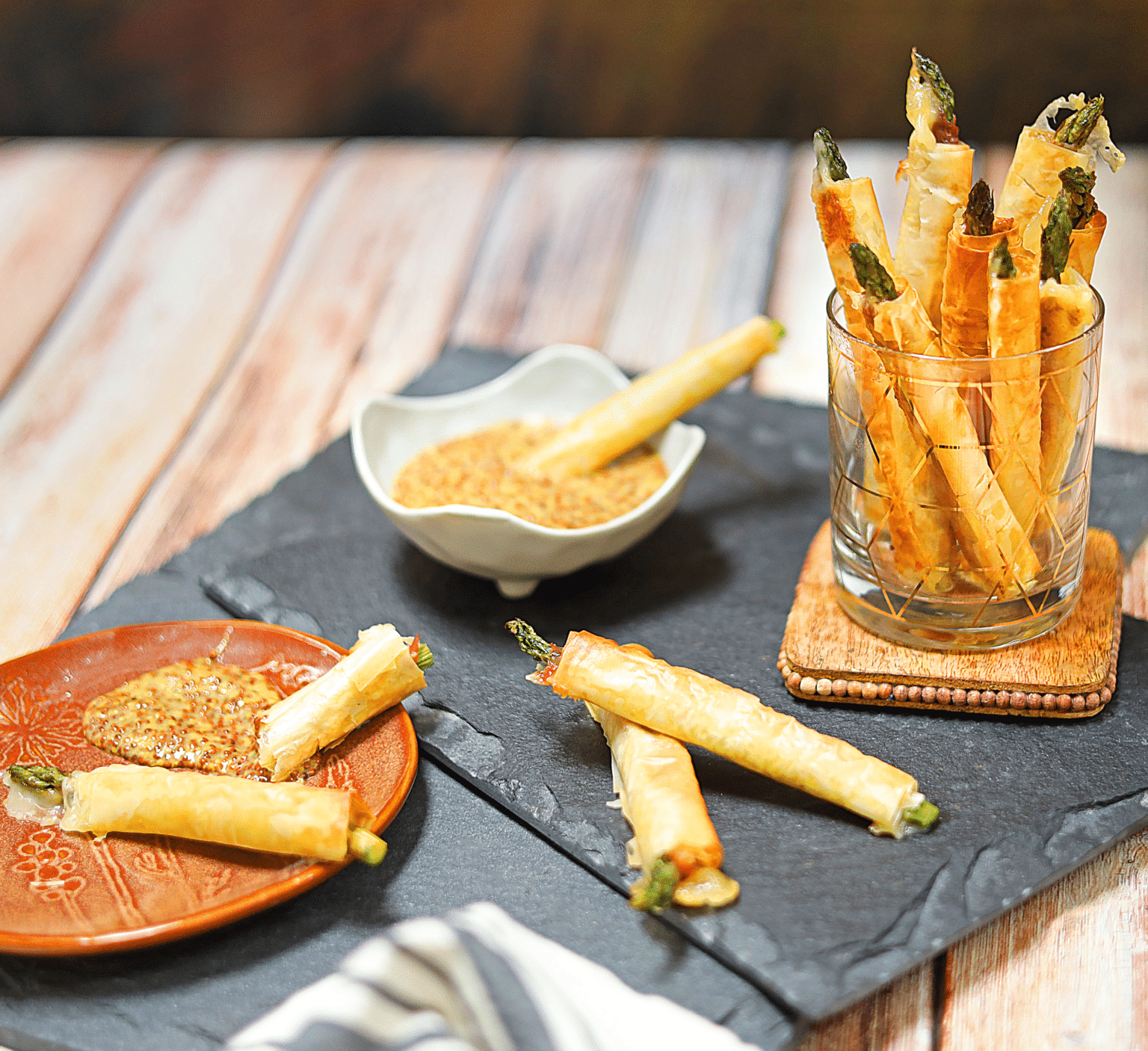 Phyllo Cigars with Mozza, Asparagus & Prosciutto | Vevan Vegan Recipes
